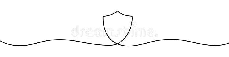 Shield of One Continuous Line Drawn. Security Shield Drawn in One Line ...