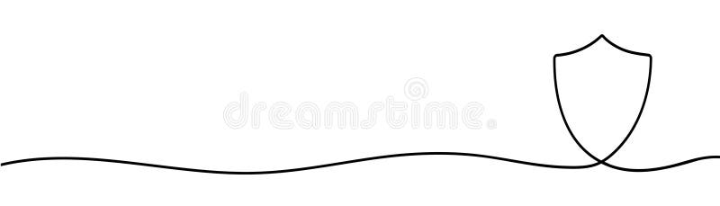 Shield of One Continuous Line Drawn. Security Shield Drawn in One Line ...
