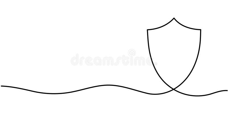 Shield of One Continuous Line Drawn. Security Shield Drawn in One Line ...