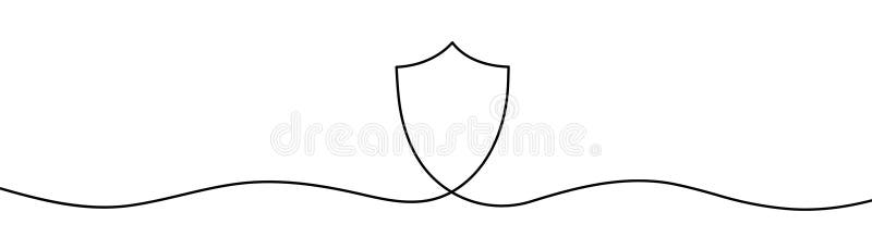 Shield of One Continuous Line Drawn. Security Shield Drawn in One Line ...