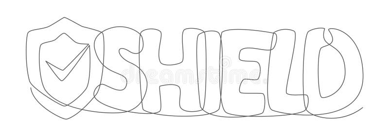 Shield One Line Drawing Isolated on White Background Stock Vector ...