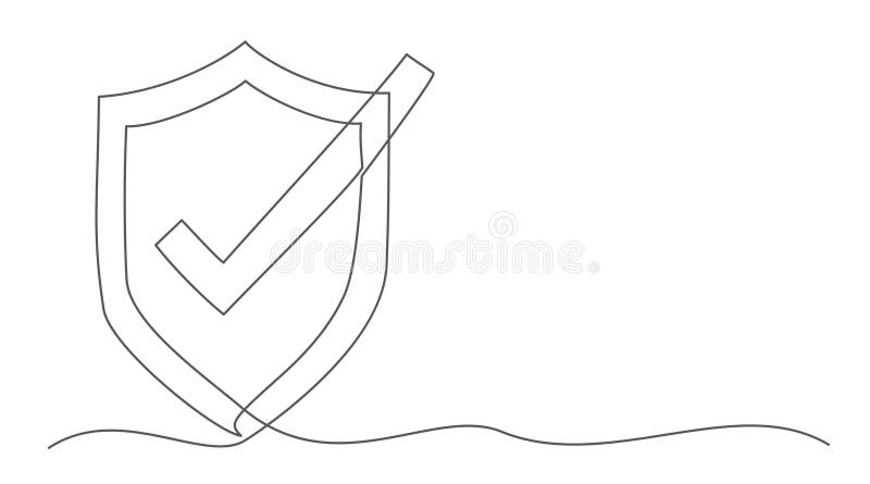 Shield One Line Drawing on White Background Stock Vector - Illustration ...