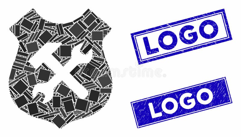 Shield Options Mosaic and Distress Rectangle Stamp Seals Stock ... Shield Options Mosaic and Distress Rectangle Stamp Seals Stock ...