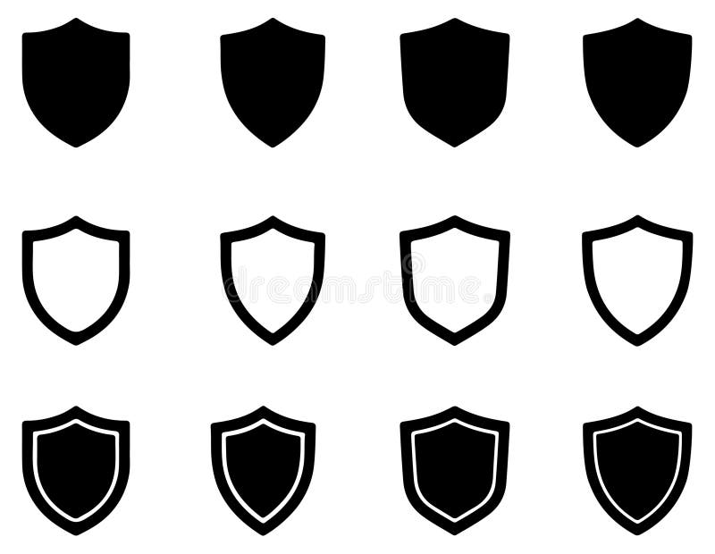 Shield Outline Silhouette Icon Set and Shield Silhouette, Shield Icon ...