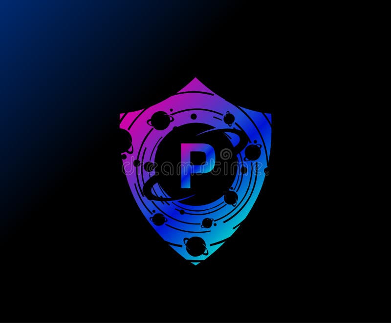Shield P Letter Design. Planet Protection Logo Concept. Creative Galaxy ...