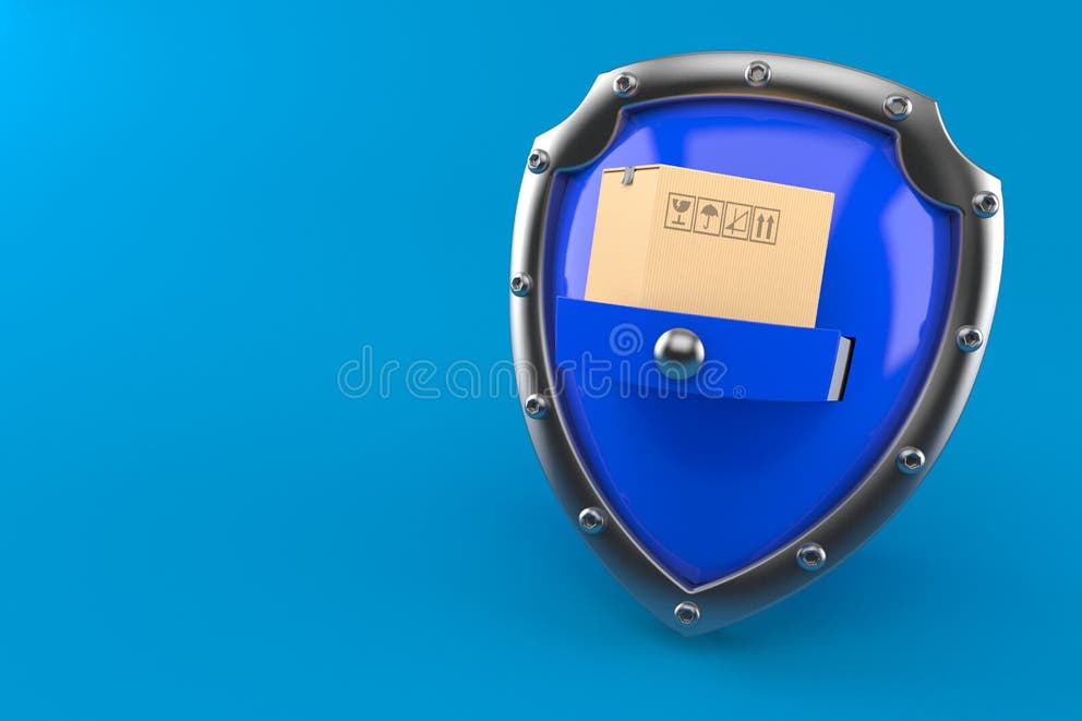 Shield with package box stock illustration. Illustration of defensive ...