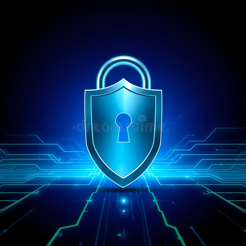 Shield Padlock Cybersecurity Software Icon for Artificial AI Firewall ...