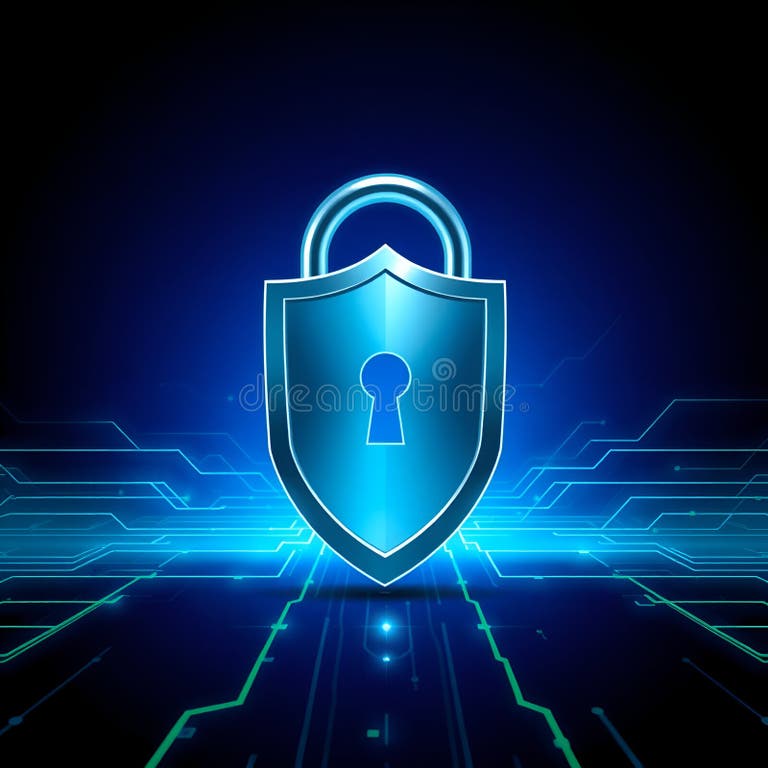 Shield Padlock Cybersecurity Software Icon for Artificial AI Firewall ...