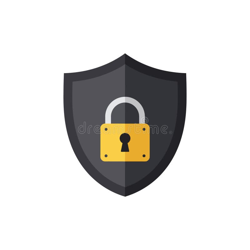 Shield with Padlock Design Features Flat Style Vector Art Stock Vector ...