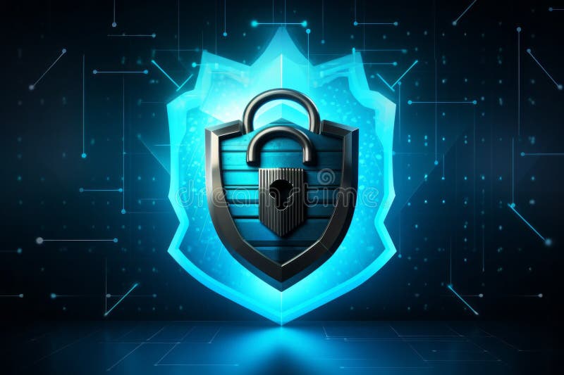 Shield Padlock Digital Security Stock Illustration - Illustration of ...