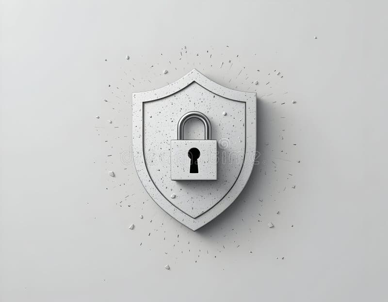 Shield with Padlock Representing Security on a Clean White Background ...