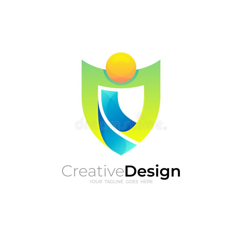 Shield and People Design Combination, Security Logos Stock Vector ...