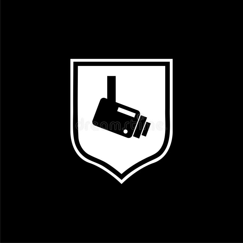 Shield with Photo Camera Icon Isolated on Dark Background Stock Vector ...