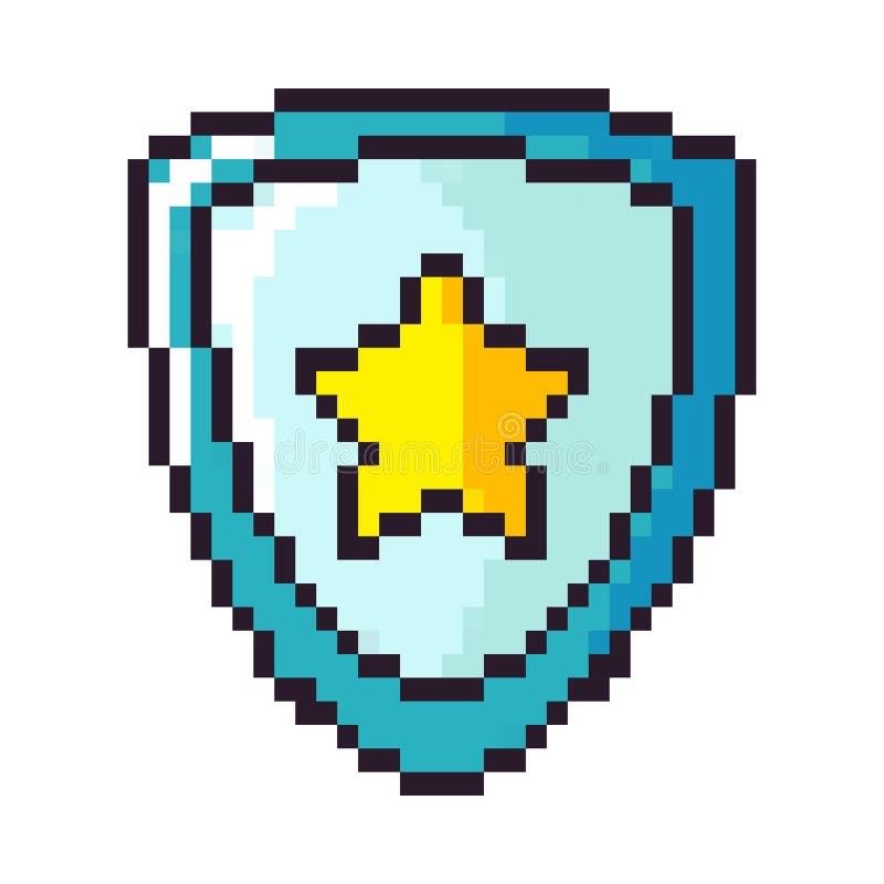 Shield pixel art stock vector. Illustration of bright - 253767985