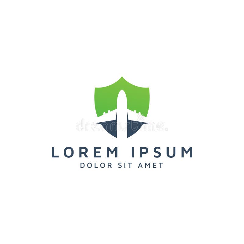 Shield and Plane Negative Space Logo Design Stock Vector - Illustration ...