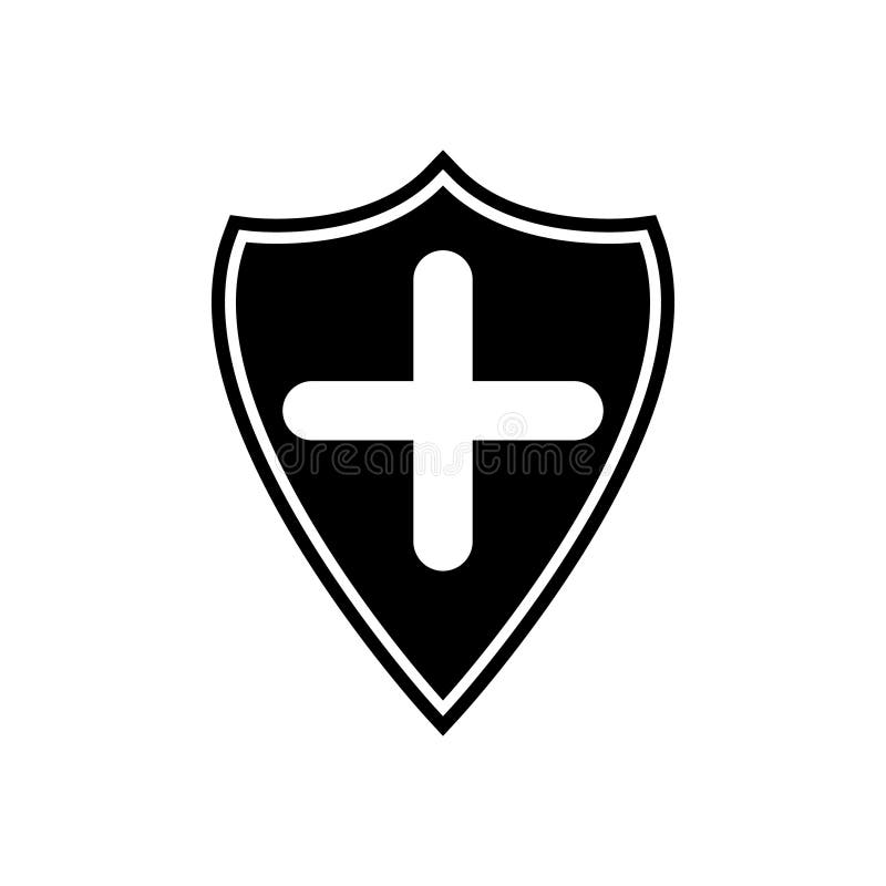 Shield and Plus Mark Icon Vector Illustration Stock Vector ...