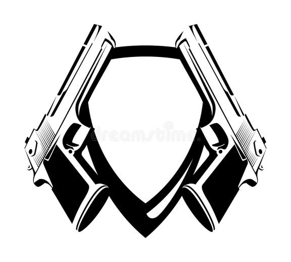 Shield with Power Guns stock vector. Illustration of force - 68519644