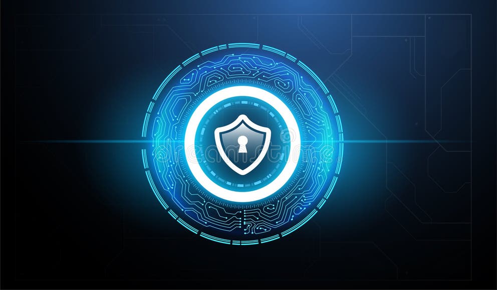 Shield Protect Icon. HUD Circles and Shield Icon of Cyber Security ...