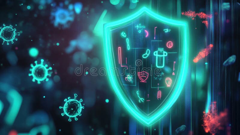 Shield Protecting Against Harmful Microbes in a Vibrant Digital ...