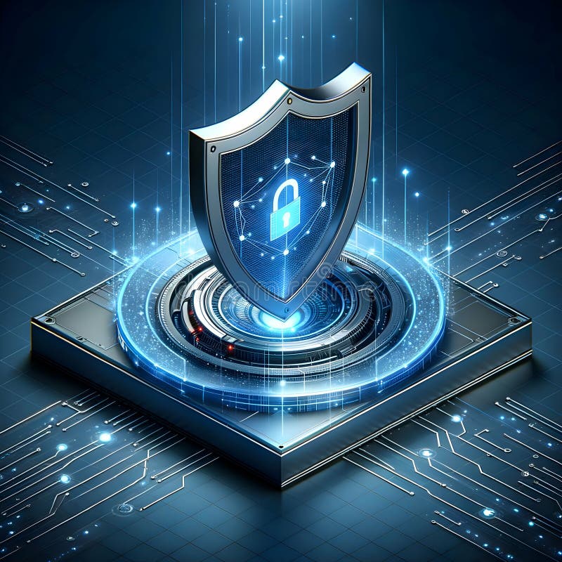 Shield Protecting Data with Digital Technology Representing Cyber ...