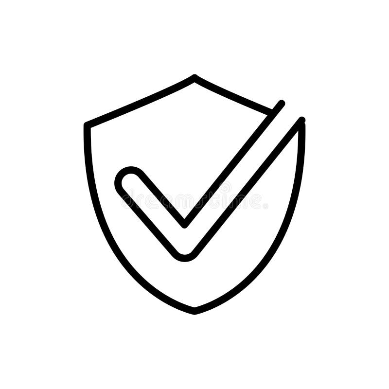 Shield Protection Check Mark Delivery Icon Thick Line Stock Vector ...