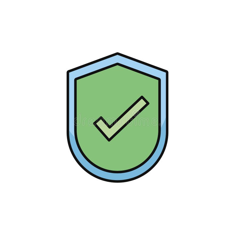 Shield Protection Check Mark Internet Flat Line Style Stock Vector ...