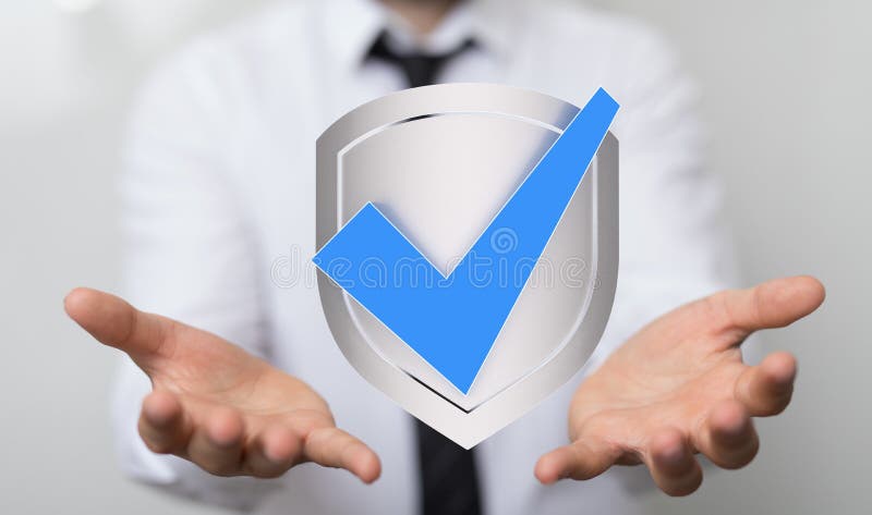 A Shield Protection Concept Holding in Hand 3d Stock Image - Image of ...