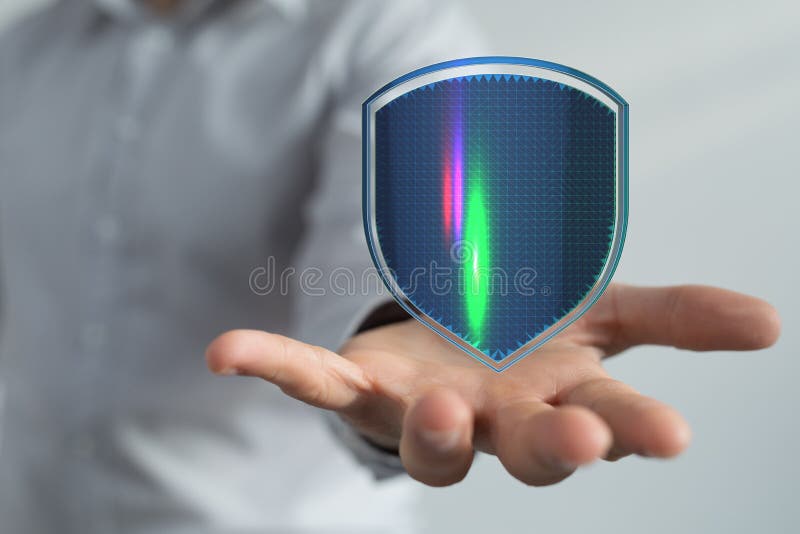 A Shield Protection Concept Holding in Hand 3d Stock Photo - Image of ...