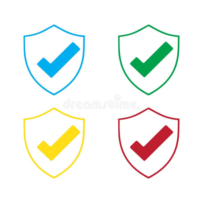 Shield with Protection Confirmed Icons Vector 2 Stock Illustration ...