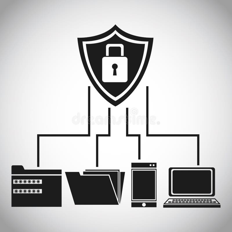 Shield Protection Data Device Files Stock Vector - Illustration of ...