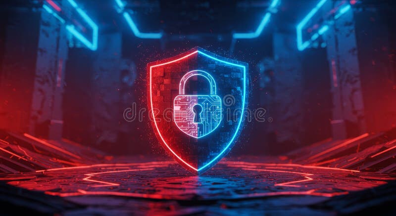 Shield Protection a Glowing Shield with a Padlock Symbolizing ...