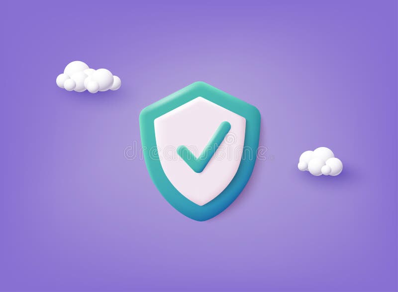 Shield Protection Icon with Check. 3D Web Vector Illustrations Stock ...