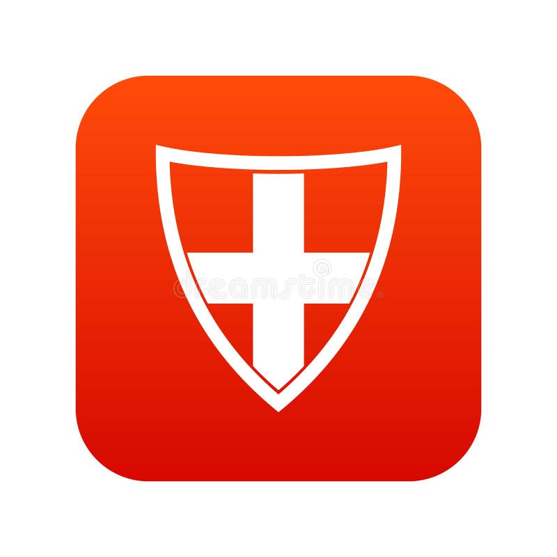 Shield for Protection Icon Digital Red Stock Vector - Illustration of ...
