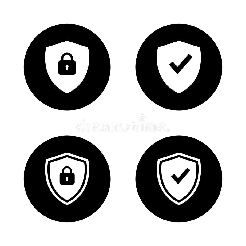 Shield Protection Icon Vector in Circle Background. Protect Sign Symbol ...