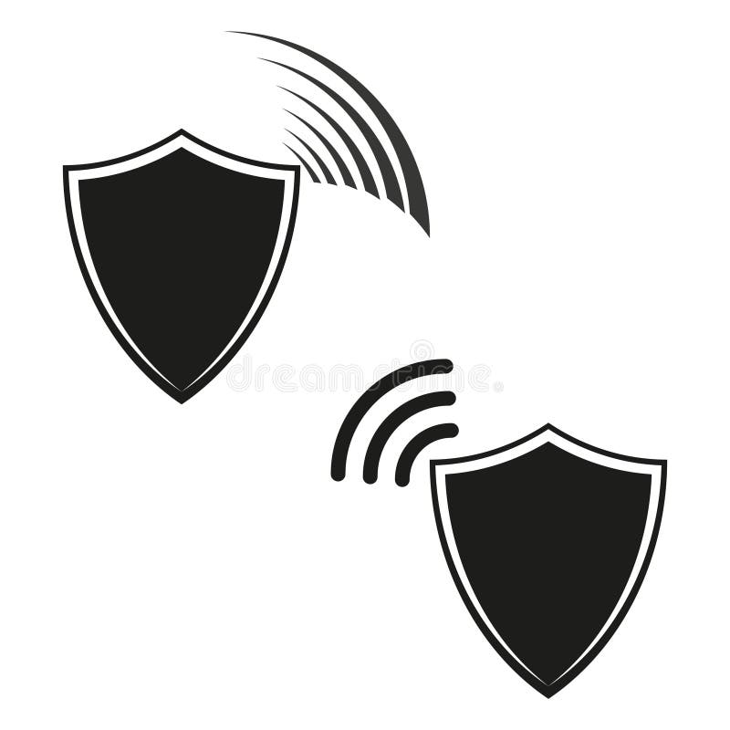 Shield Protection Icons. Wireless Security Vector. Black and White ...
