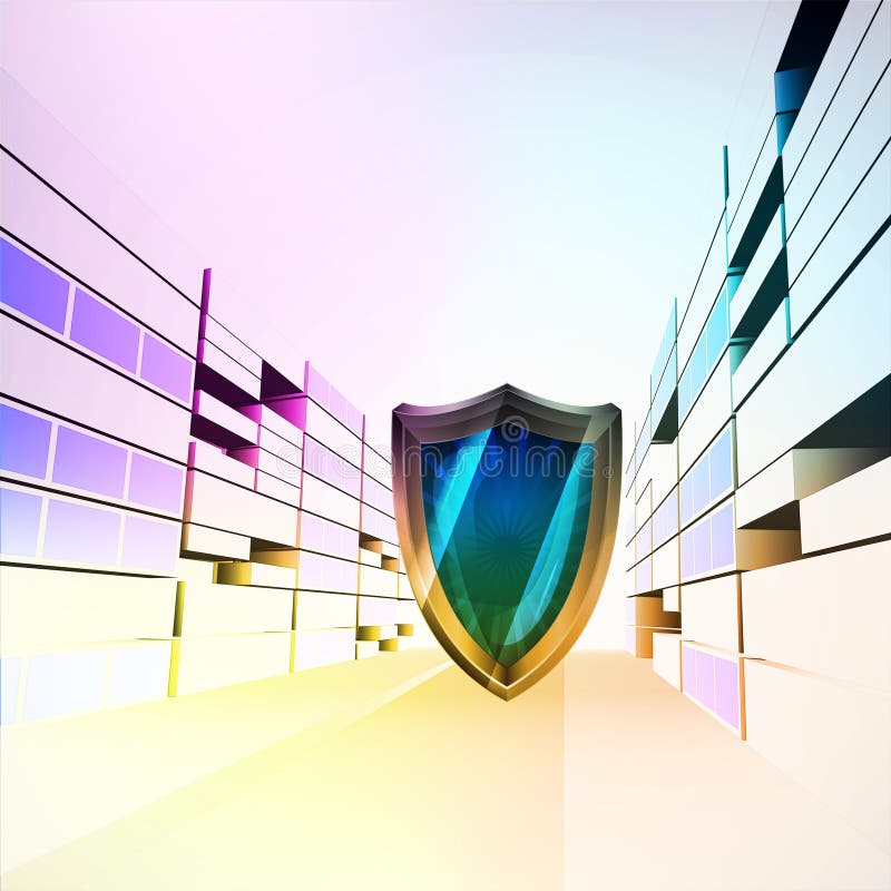 Shield Protector in Colorful City Street Stock Illustration ...