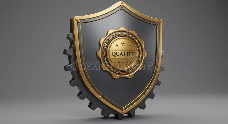 Shield with Quality Seal and Gear Design Illustration Stock ...