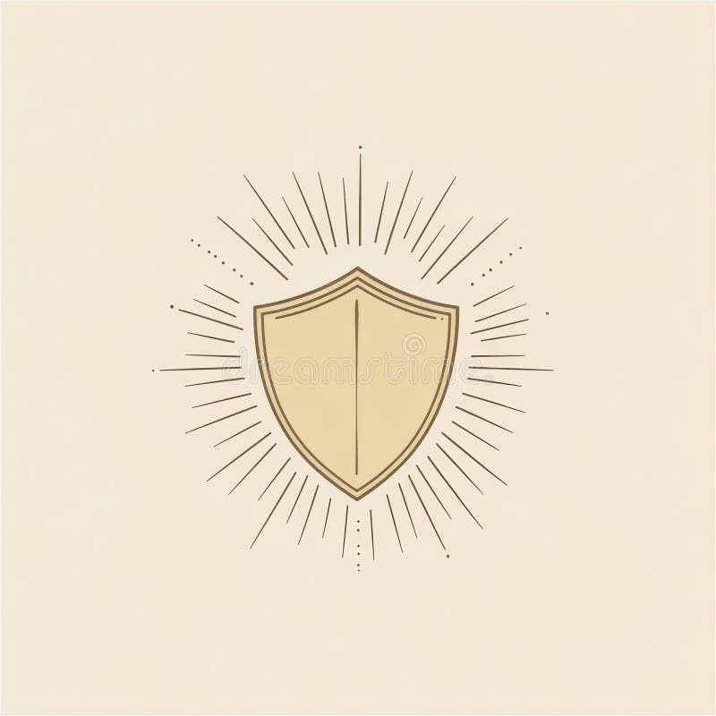 Shield with Radiating Lines on a Plain Background Evoking Strength and ...