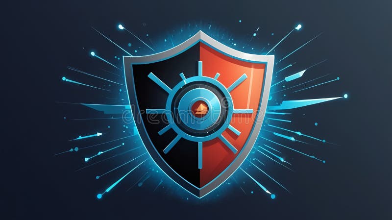 Shield with Rays Illustration Stock Illustration - Illustration of ...