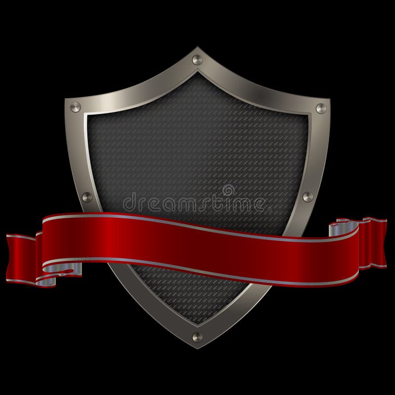 Shield and red banner. stock illustration. Illustration of emblem ...