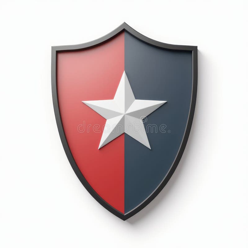 A Shield with a Red and Blue Half, Featuring a Prominent White Star in ...