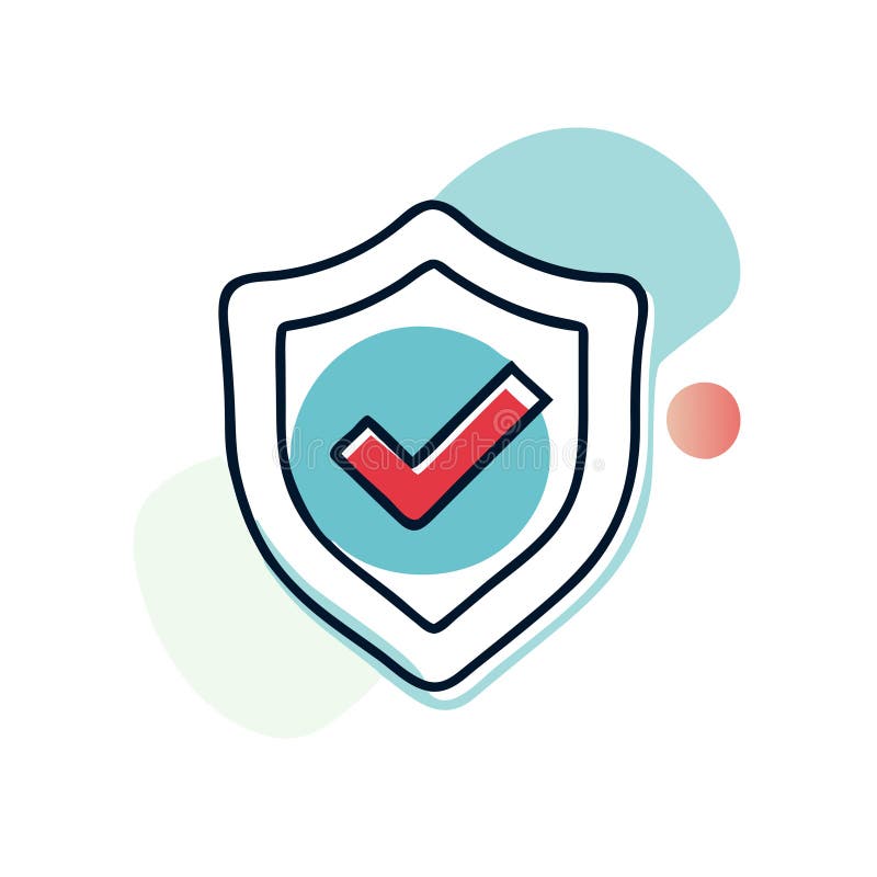 A Shield with a Red Check Mark on it Stock Image - Illustration of mark ...