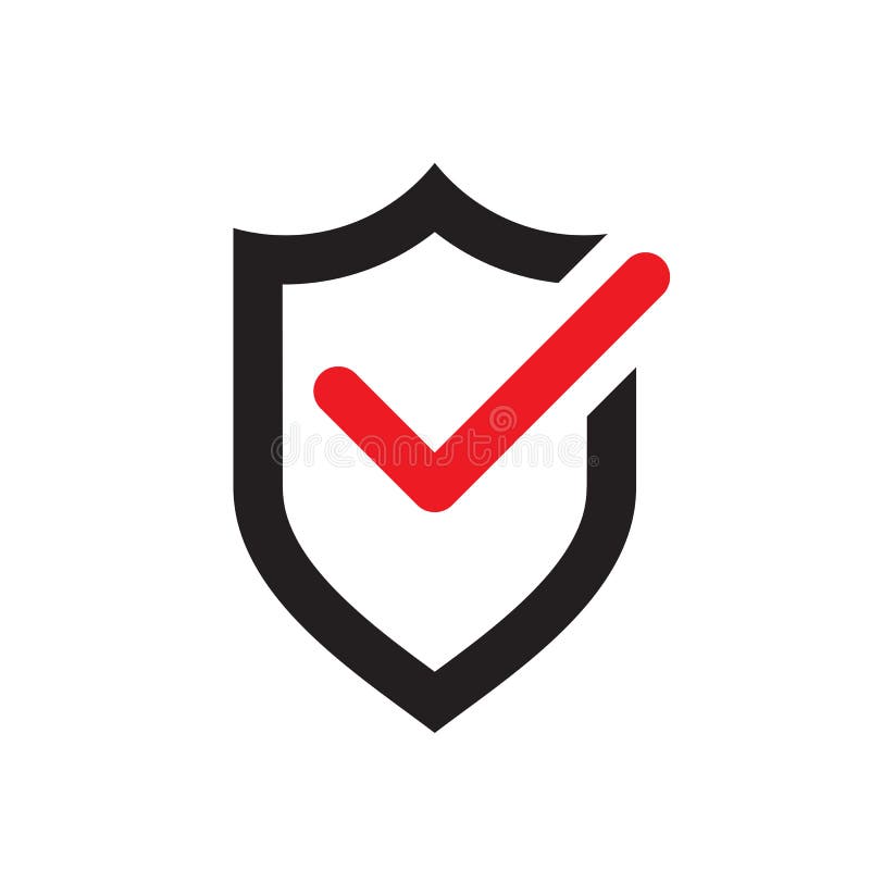 Shield with Red OK Check Mark - Icon on White Background Vector ...