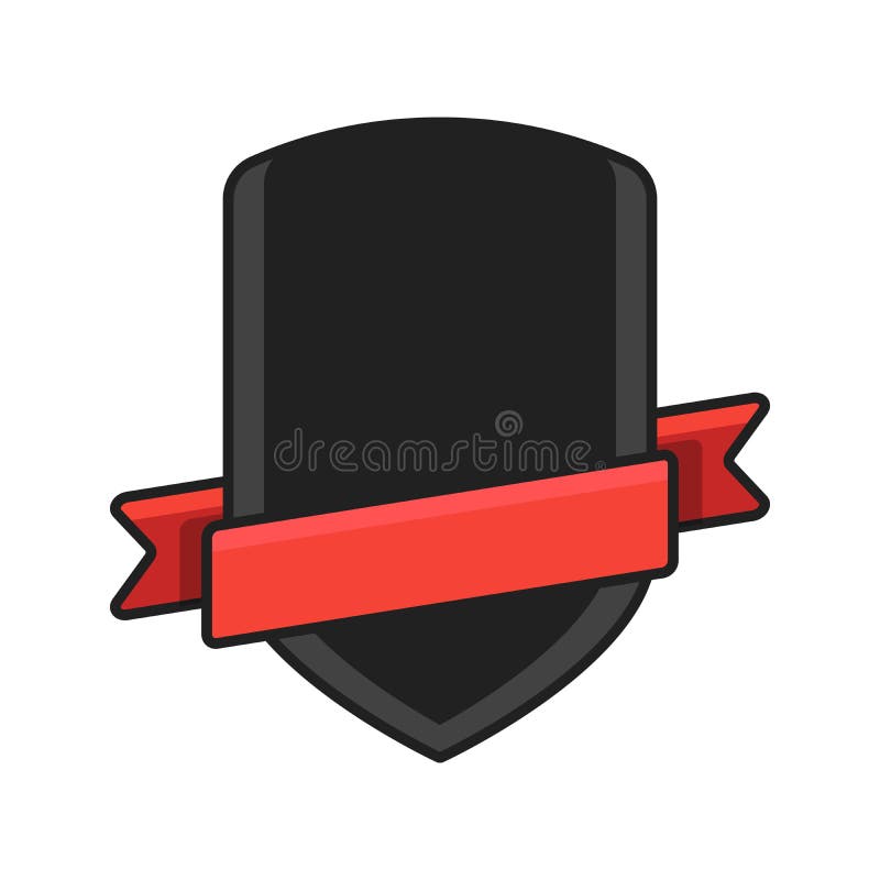 Shield with Red Ribbon on White, Flat Vector Illustration Stock ...