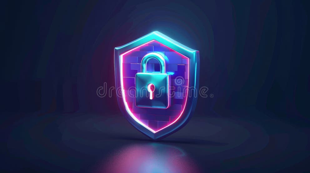 The Shield is Rendered in 3D, with a Padlock and a Tick Symbol To ...