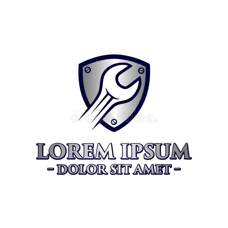 Shield Repair Logo Design Template. Vector and Illustration. Stock ...