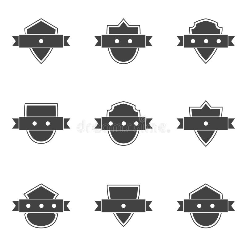 Shield with Ribbon Collection Set Isolated Stock Vector - Illustration ...