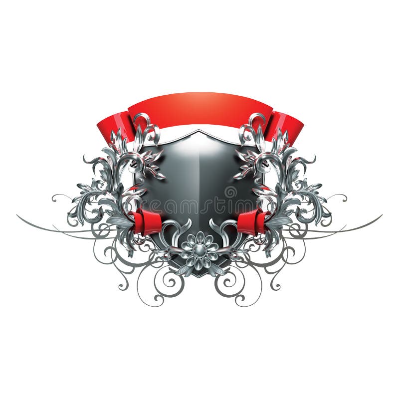 Shield, ribbon and decor stock illustration. Illustration of allegory ...