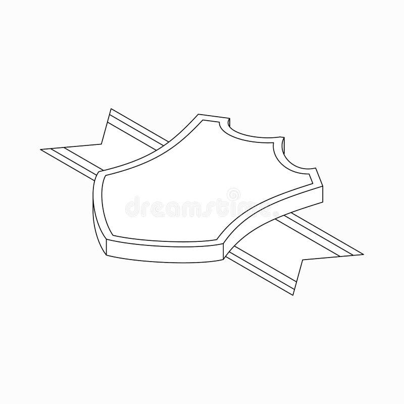 Shield with Ribbon Icon, Isometric 3d Style Stock Vector - Illustration ...