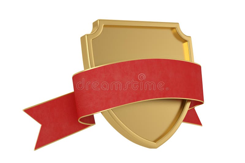 Shield with Ribbon Isolated on White Background. 3d Illustration Stock ...